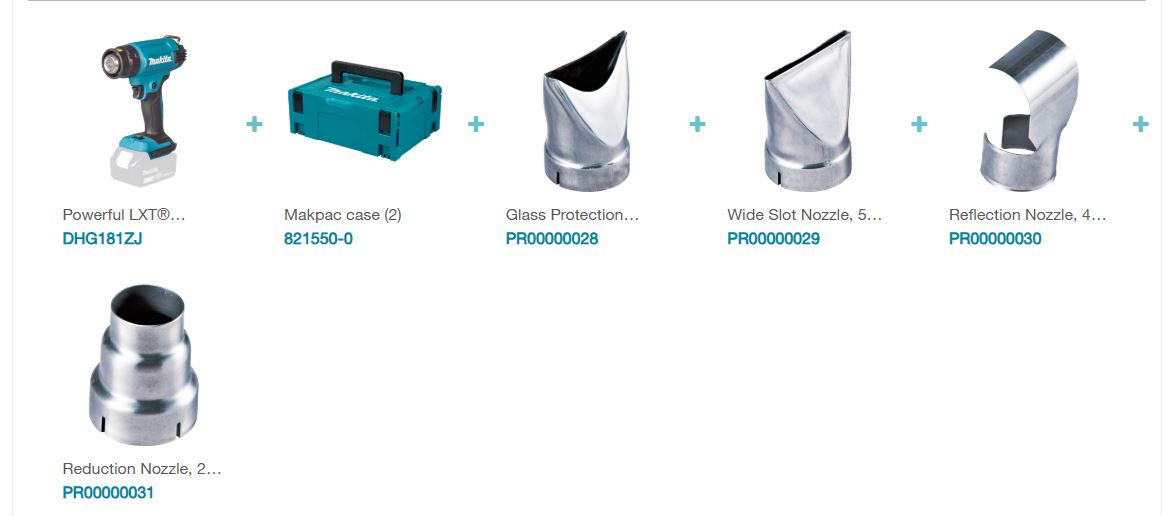 Makita DHG181ZJ 18V Li-ion LXT Heat Gun supplied in a Makpac Case